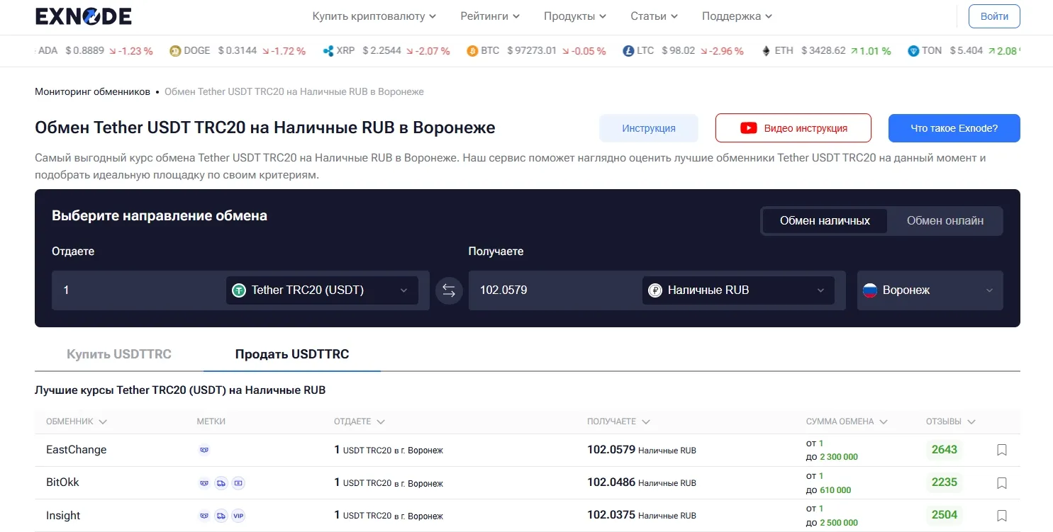3 Лучших криптообменника Воронежа для безопасного обмена USDT в 2024 году